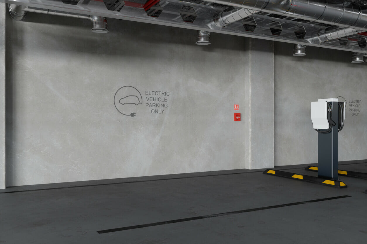 Condos and electric vehicle charging stations